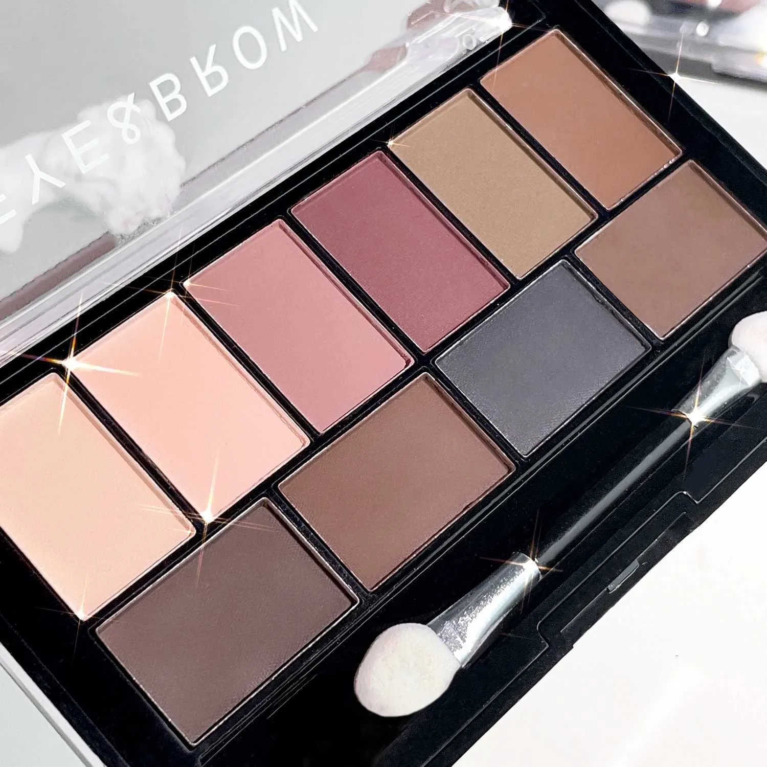 Ten color eyeshadow palette pearlescent matte fine shimmer earth tones ...