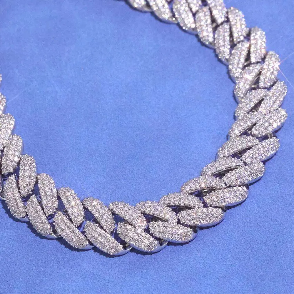 12mm 3 Rows Iced Out Diamond Chain Necklace and Cuban Bracelet in White ...