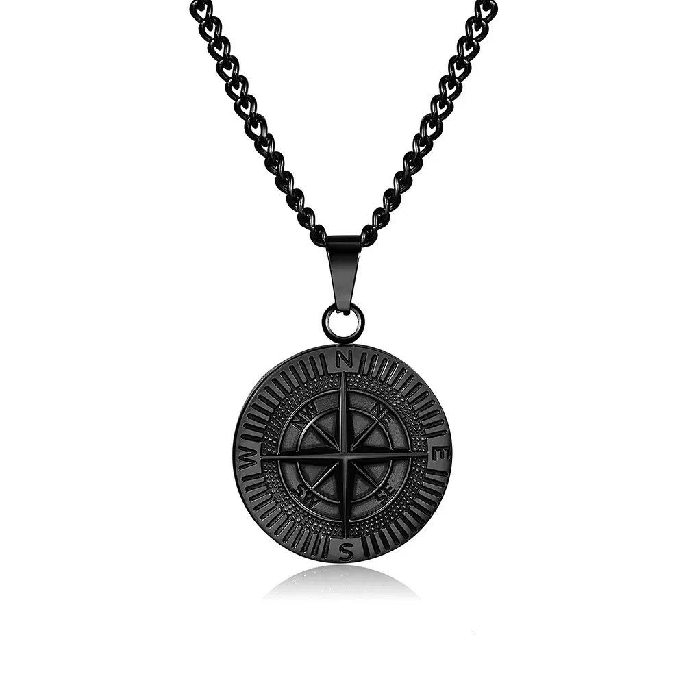 Compass Pendant Necklace Gold Color Men Alloy Necklace Hip Hop Punk ...