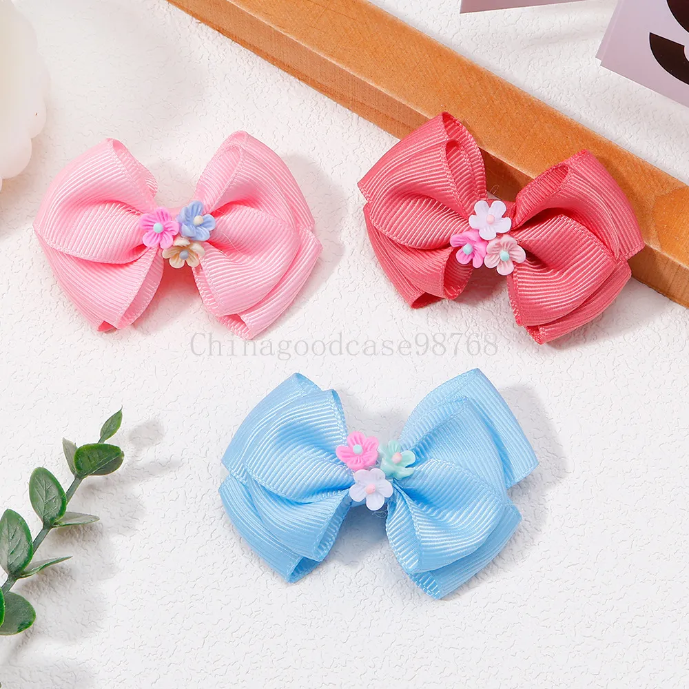 Hair Bow Barrette Clip Polyester Floral Ribbon Bow Barrettes for Baby ...