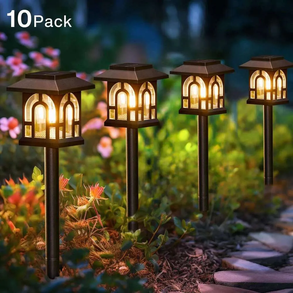 6/10 Pack Solar Pathway Lights Outdoor, Landscape Path Lights with Auto ...