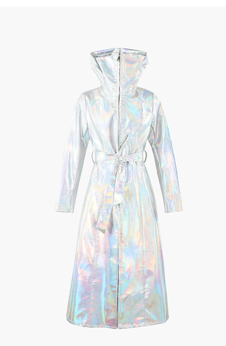 Nerazzurri Autumn Long Windproof Waterproof Shiny Reflective Silver ...