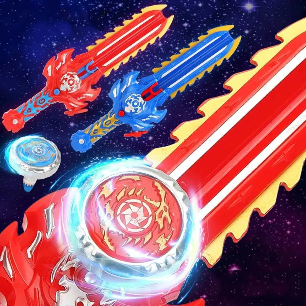 Kid Sword Launcher Hand Cranked Spinning Top Toy with Flashing Lights ...