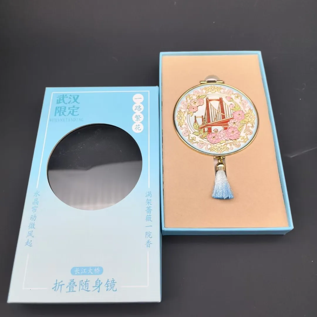 Foldable Portable Mini Round Makeup Mirror Metal Alloy Violet with Gold ...