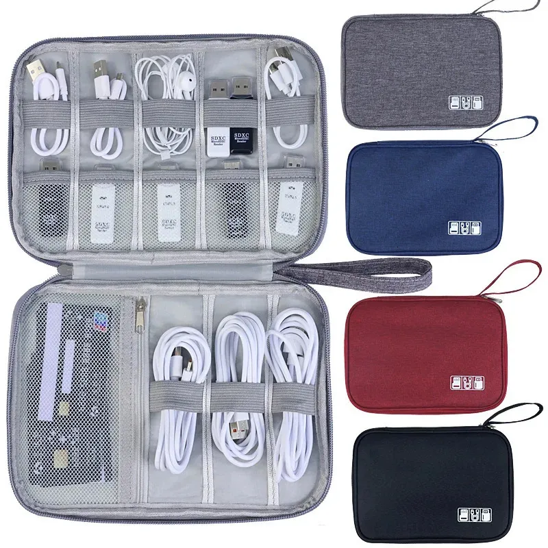 Travel cable storage bag waterproof neoprene digital electronic USB ...