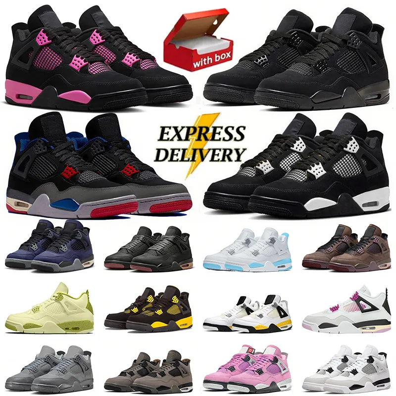 4 Men 4s Basketball Designer Shoes Lace-Up Black Cat Pink Thunder Tour ...