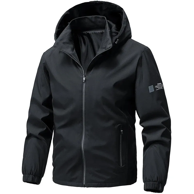 Men's Hooded Jacket Slim Fit Coat with Detachable Hood Business Casual ...
