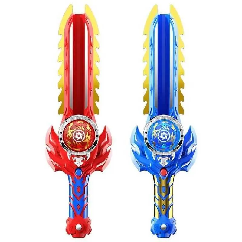 Kid Sword Launcher Hand Cranked Spinning Top Toy with Flashing Lights ...
