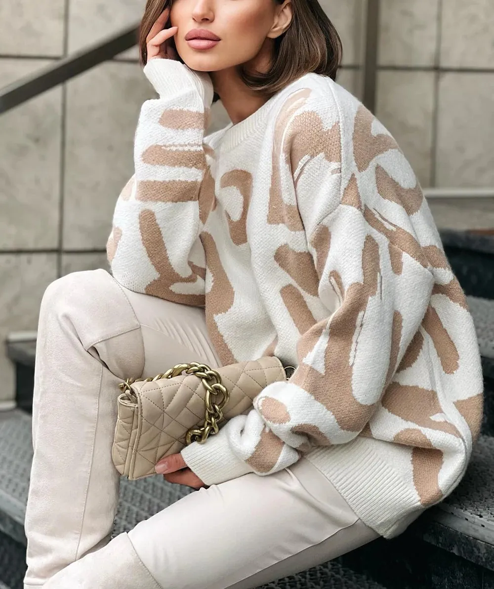 Winter Womens Loose Fit Acetate Knit Sweater with Letter Print Green ...