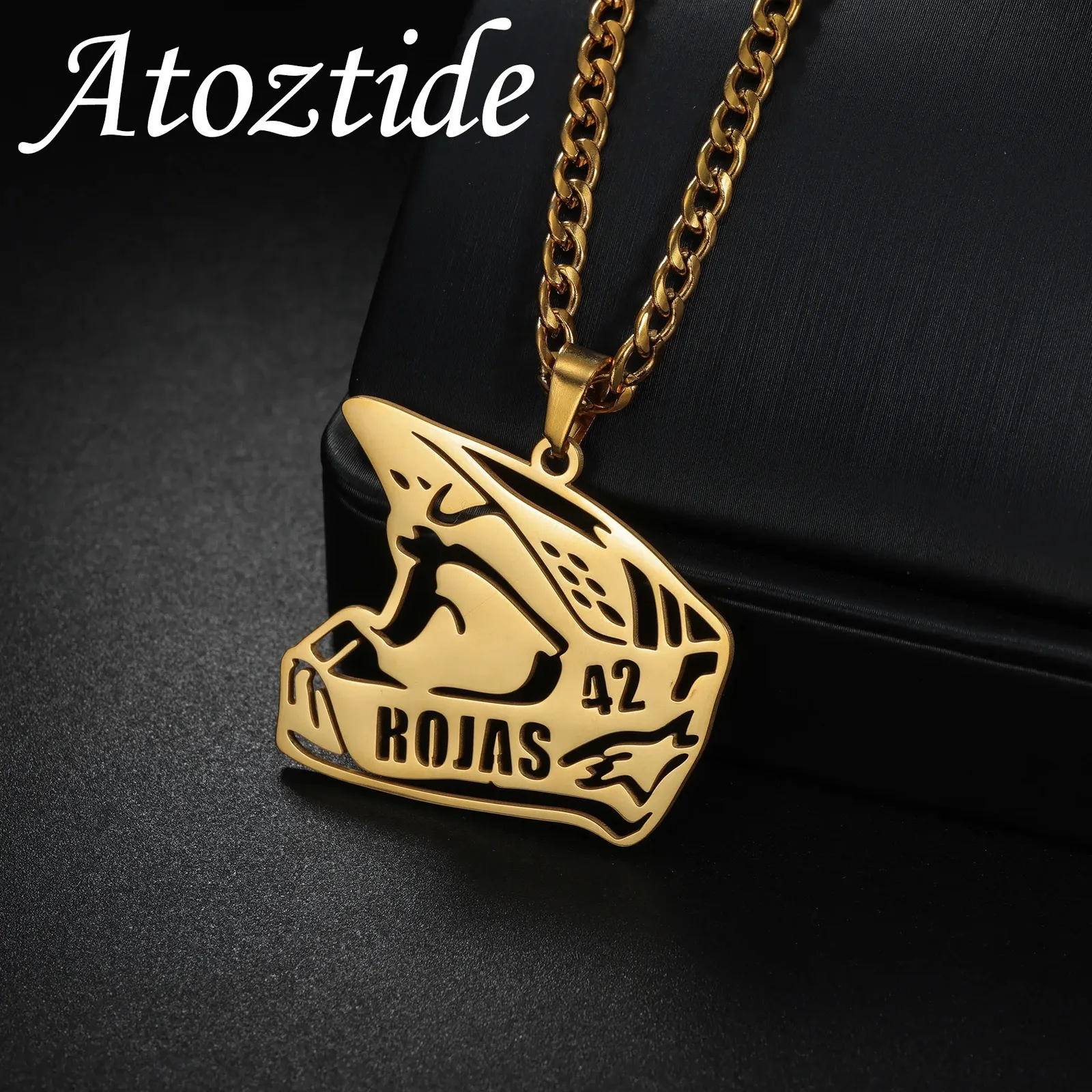 Atoz Custom Name Pendant Necklace for Women Men Sports Helmet Alloy ...