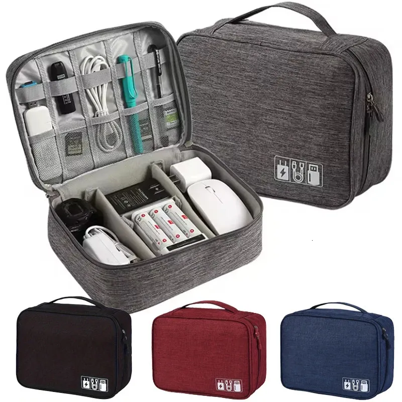 Portable USB Charging Bag Waterproof Cable Organizer Pouch Polyester ...