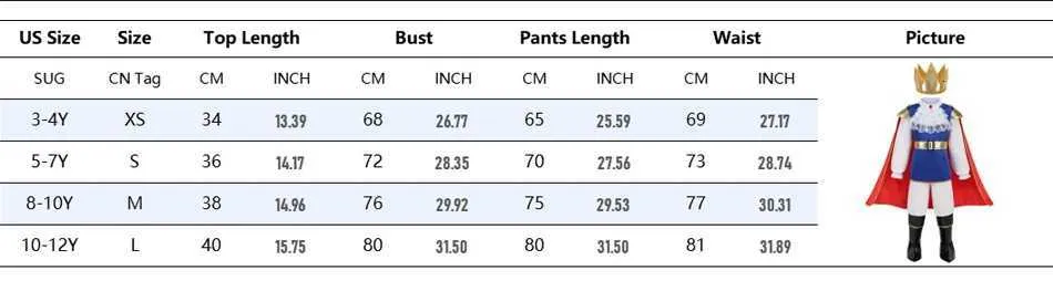 Disney Boy Cosplay Prince Costume Childrens Halloween King Cosplay ...