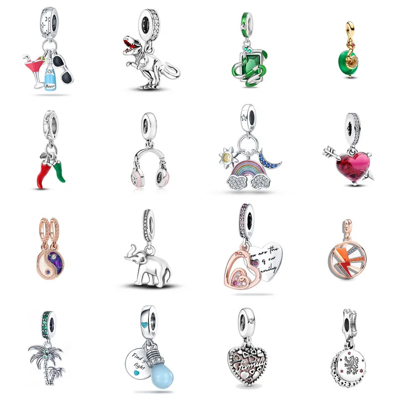 925 Sterling Silver Charm Bracelet with Slides and Sliders, Cluster ...