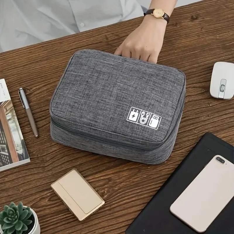 Portable USB Charging Bag Waterproof Cable Organizer Pouch Polyester ...