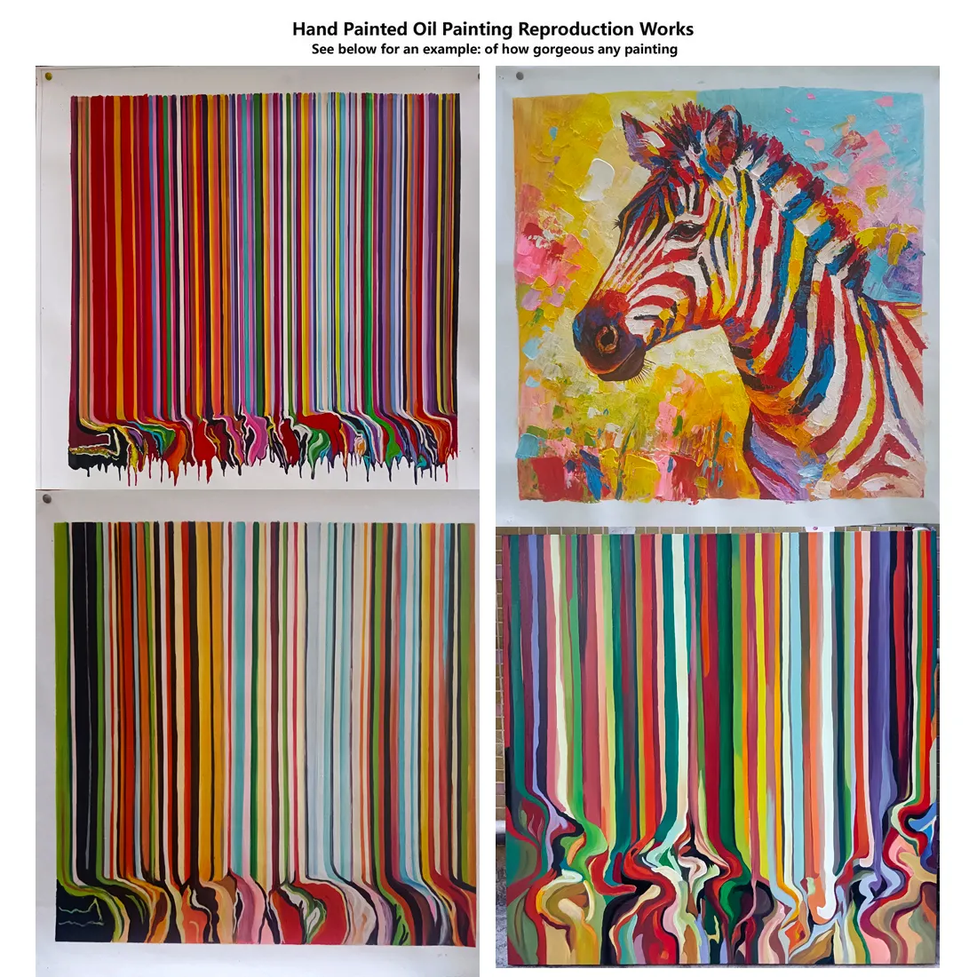 Handpainted Colorful Red Yellow Blue Abstract Oil Painting Wall Art on ...