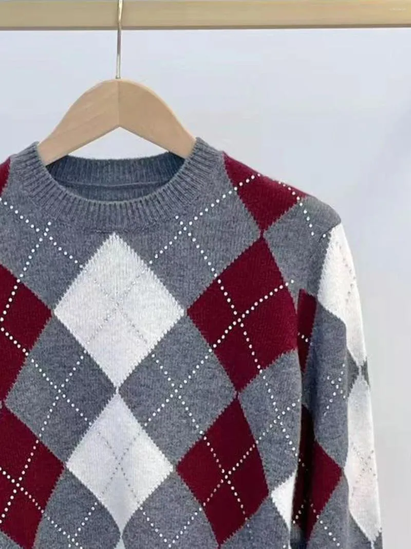 Women's Knit Sweater Casual Pullover with Diamond Pattern and Hooded ...