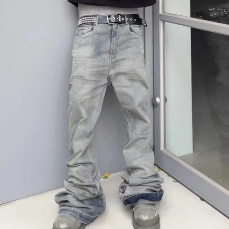 Men's Cotton Denim Trousers Full Length Casual Pants with Button Fly ...