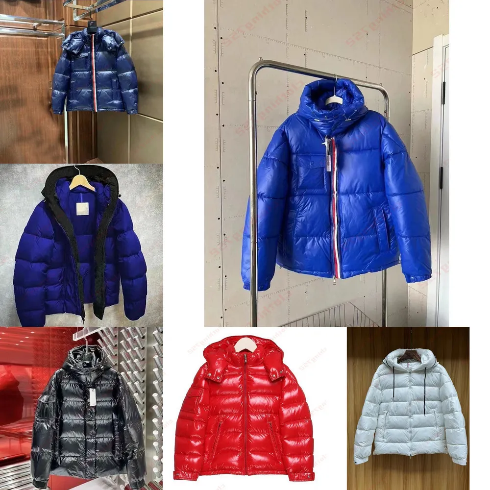 Men's winter puffer jacket with 100% white duck down filling, hooded ...