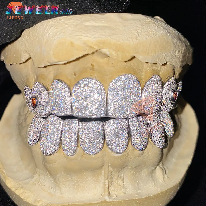 Custom Flawless Grillz 8 On 8 Deep Perm Cut VVS Moissanite Hip Hop Iced ...