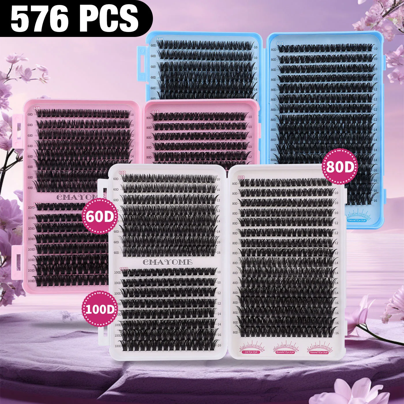 DIY Individual D Curl Cluster Lashes Kit 576 Synthetic Hair Clusters ...