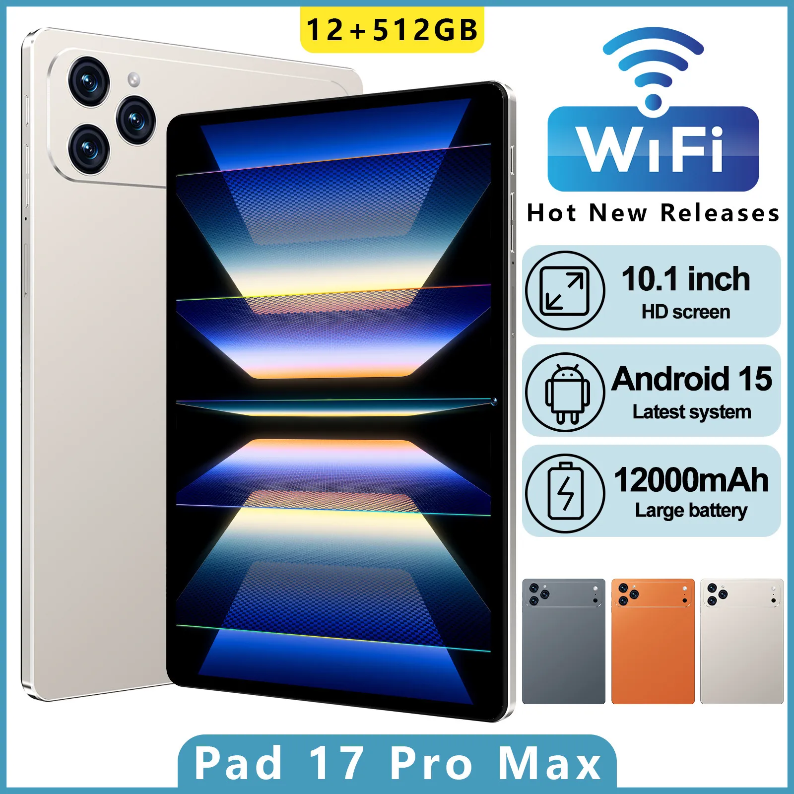 Pad 17 Pro Max Android tablet with 10.1-inch capacitive screen and dual ...