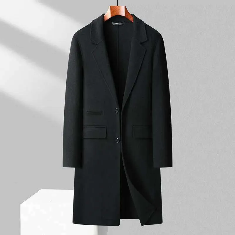 Men's Long Wool Overcoat Knee-Length Casual Business Casual 100% Wool ...