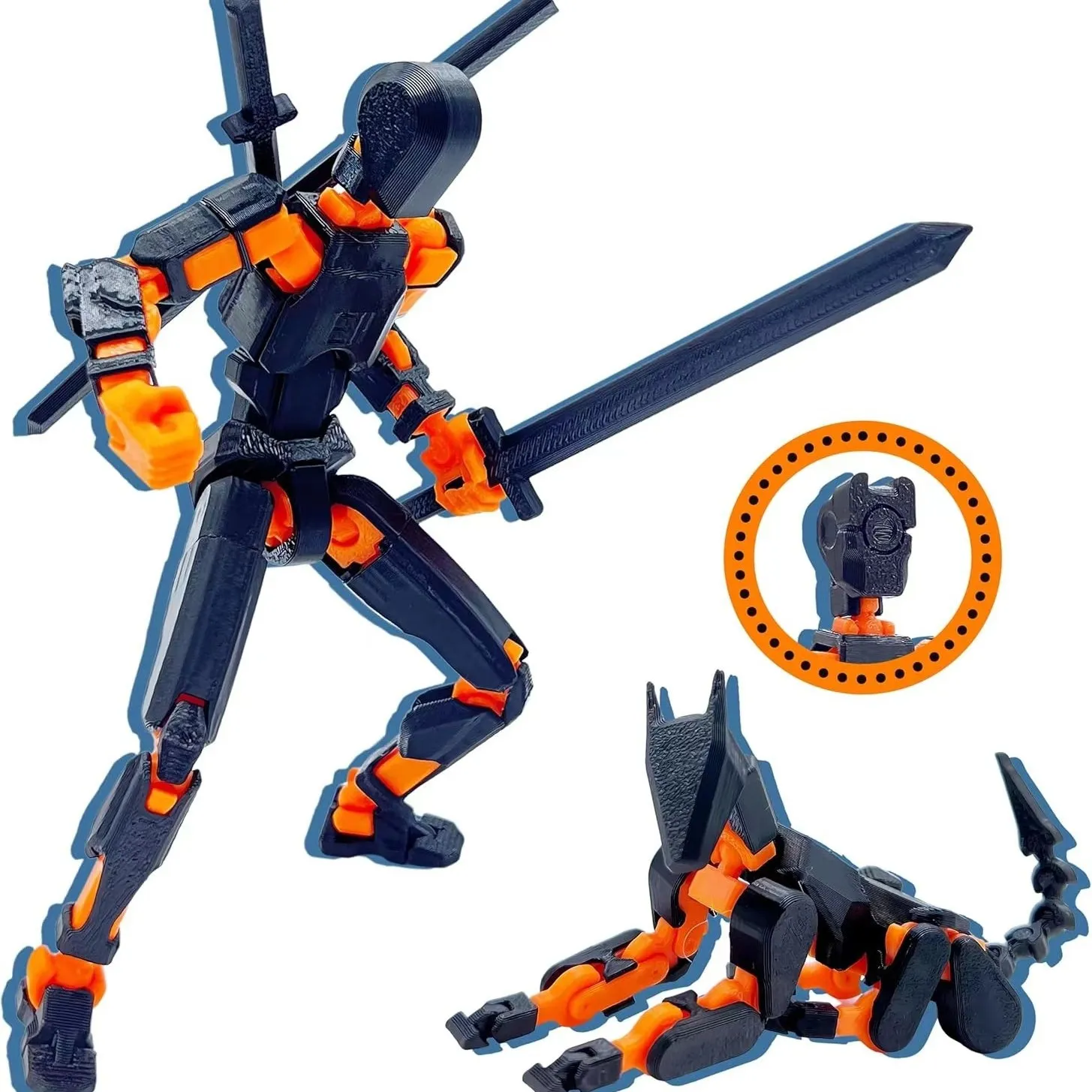 3D Printed Man Fully Articulated Plastic Action Figure 14 cm 5.5 in ...