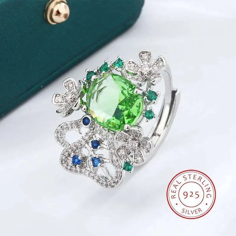 Fresh Flower Ring 925 Silver White Gold Cubic Zirconia Open Band ...