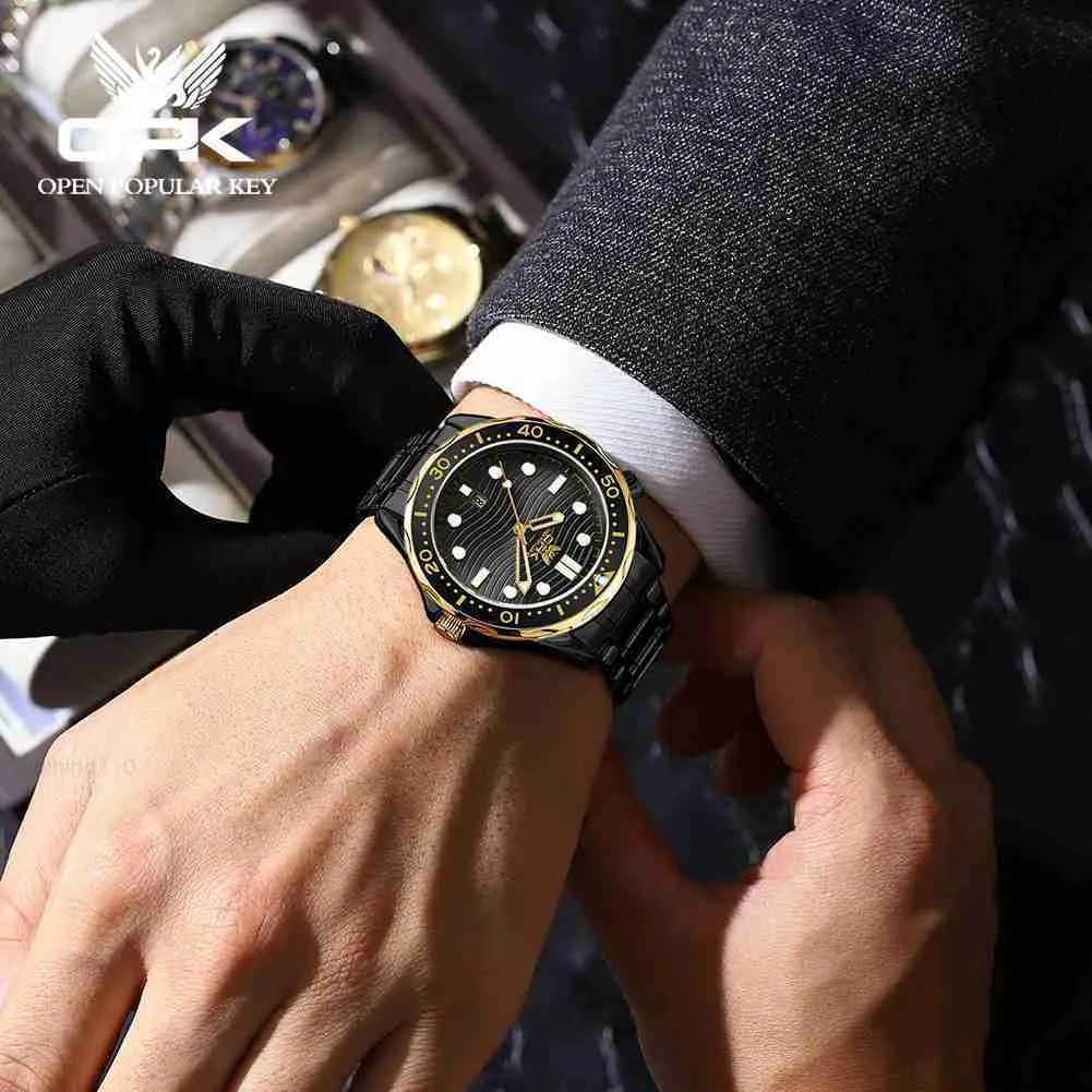 Men's Mechanical Hand-Winding Watch with 40mm Alloy Case Black ...