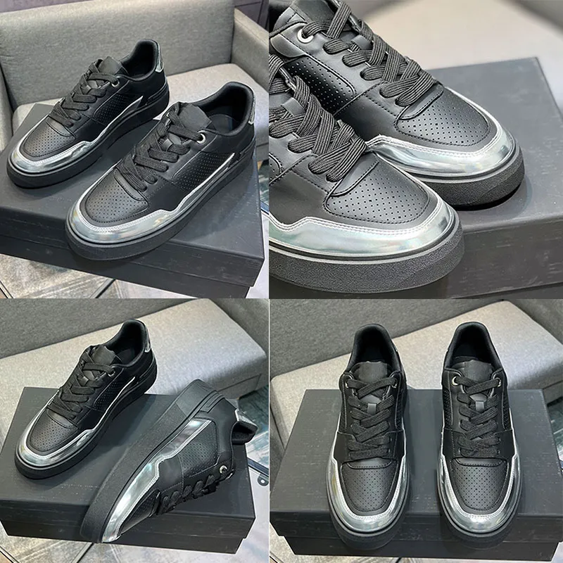 Leather Mens Sports Sneakers With Thick Rubber Sole Breathable Mesh