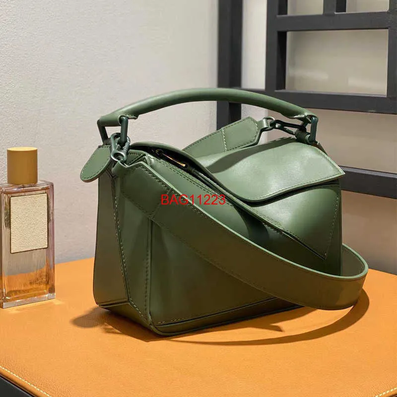 Genuine Leather Shoulder Bag Unisex Pillow Shape Zipper Closure Wide ...