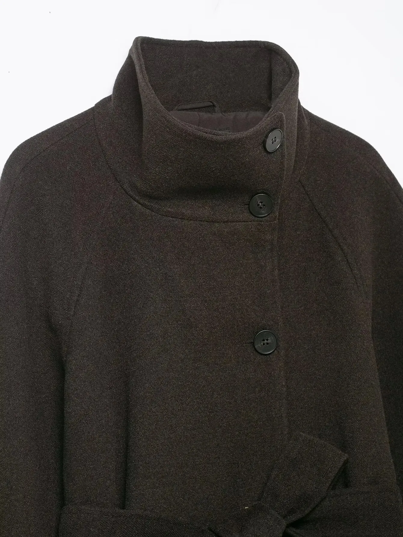 Womens Single Breasted Acetate Long Overcoat Thick Linen Lined Casual ...