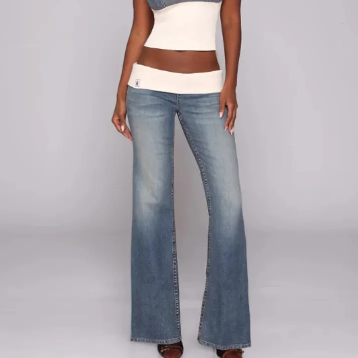 Korean Style Bootcut Denim Jeans for Women Slim Flared Washed Blue ...