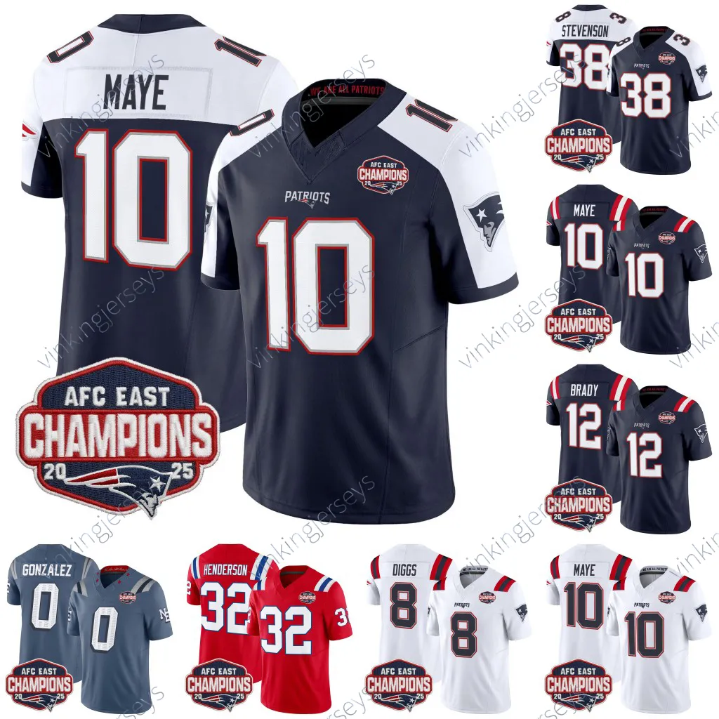 New England Drake Maye 2025 East Division Champions Jersey Stefon Diggs ...