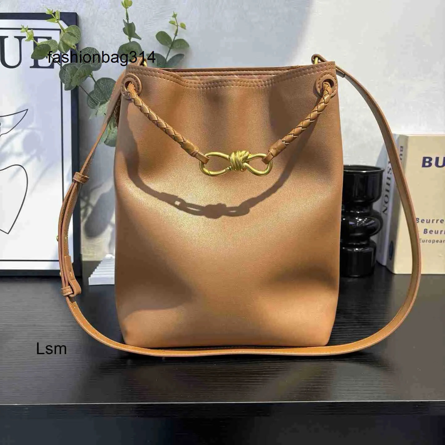 Designer bucket bag small genuine leather woven cowhide single shoulder ...