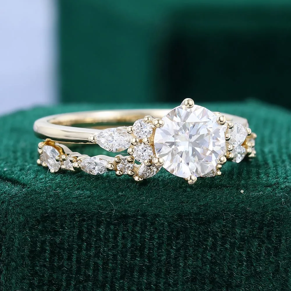 925 Sterling Silver 5ct Moissanite Designer Ring for Women with 14K ...