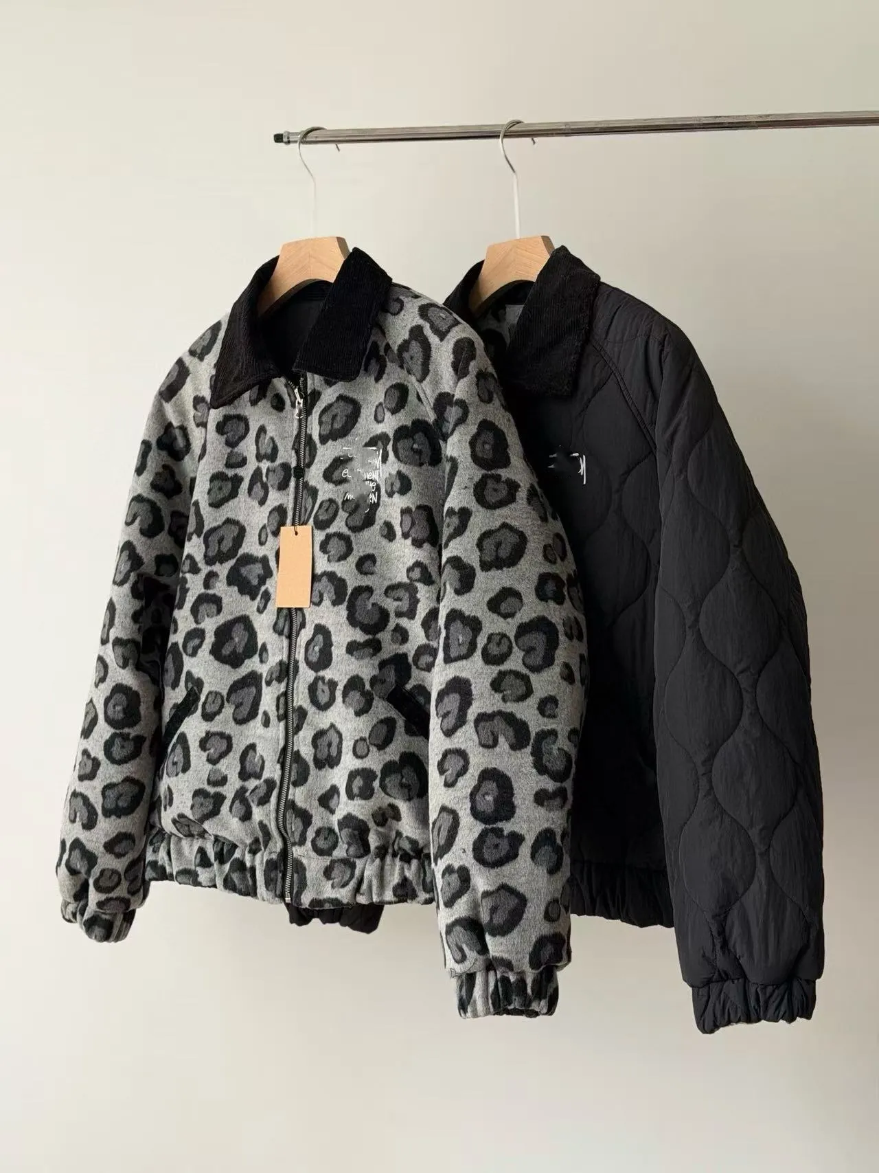 ST Winter Cotton Jacket Double Sided Leopard Print Coat For Cold ...
