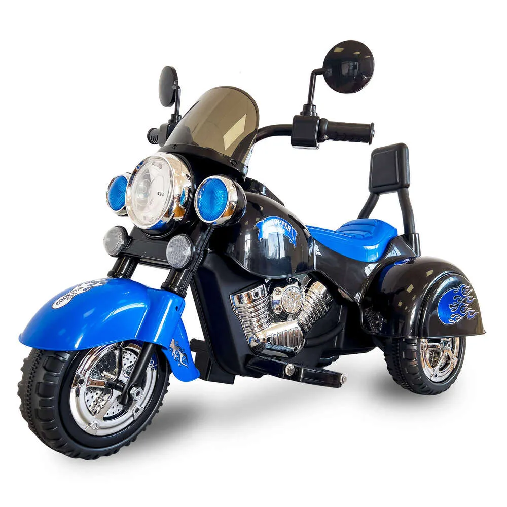 Kids Ride-On Toy 3-Wheel Electric Chopper Motorbike with LED Headlights ...