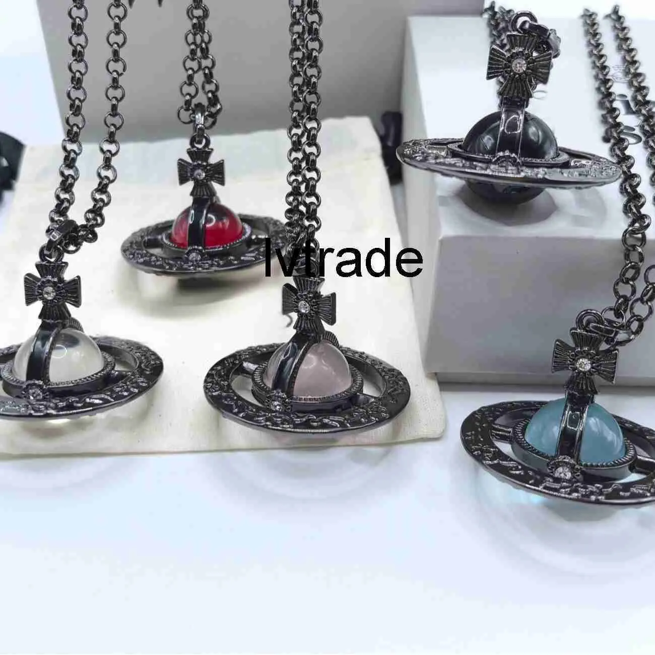 Planet Pendant Necklace Stainless Steel Alloy Copper Carved Orb Saturn ...