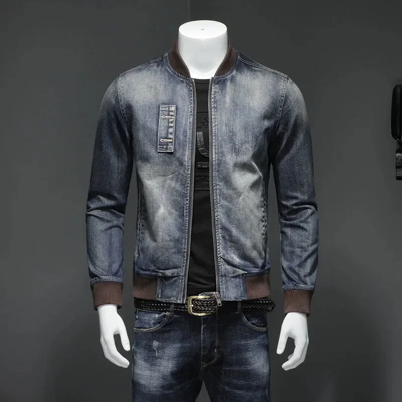 Men Denim Jacket Casual Cotton Coat Solid Color Winter Outdoor ...