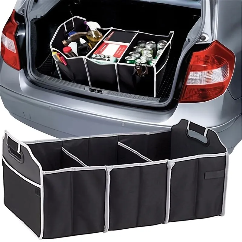 Foldable Car Trunk Organizer: Portable Black Cargo Storage Bag For Auto ...