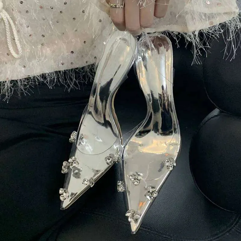 Eilyken Glitter Crystal PVC Transparent Women Pumps High Heels Pointed ...