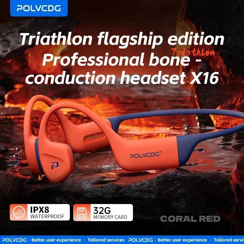 POLVCDG Bone Conduction Swimming Earphones IPX8 Waterproof 32GB Memory ...
