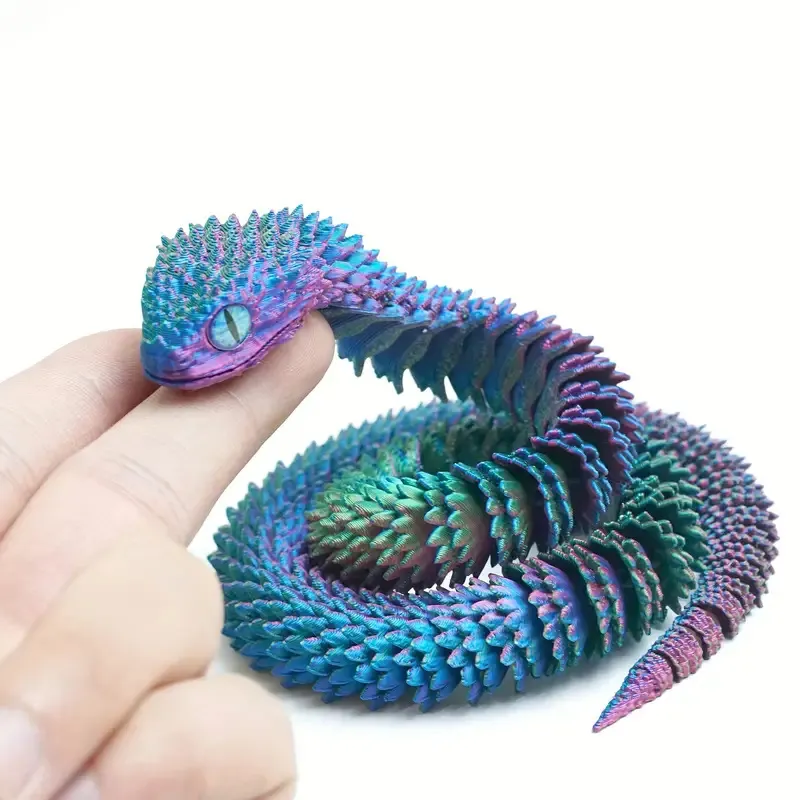 Articulated Snake Action Figure, 3D Printed Bush Viper Statue Posable ...