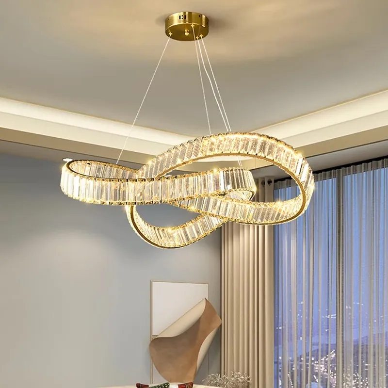 3 Rings Crystal Pendant Lights Modern Luxury Hanging Lamps For Dining ...