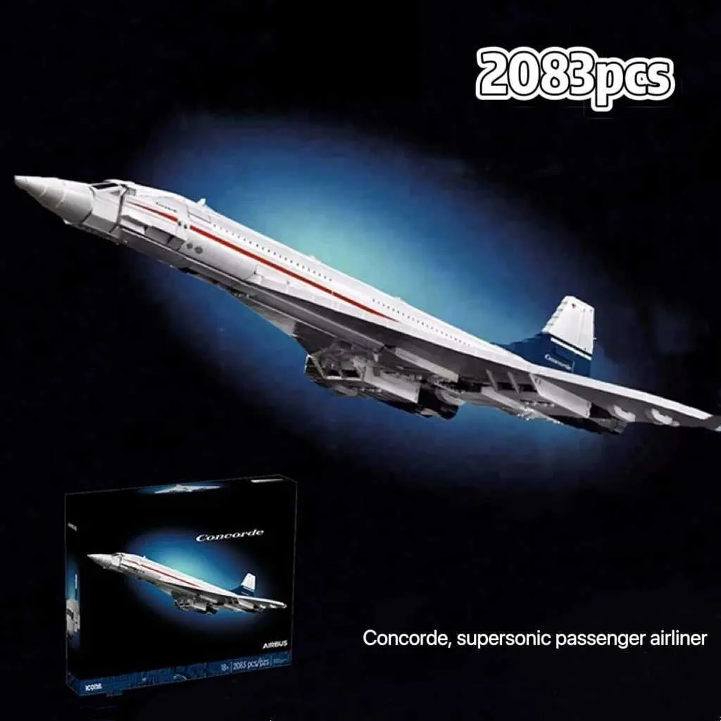 Concorde wooden airplane model building blocks childrens toy creative ...
