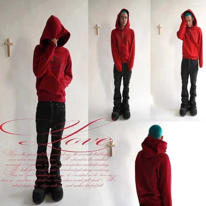 Men's Gothic Script Text Hoodie Black Pullover Sweatshirt Women's Emo ...