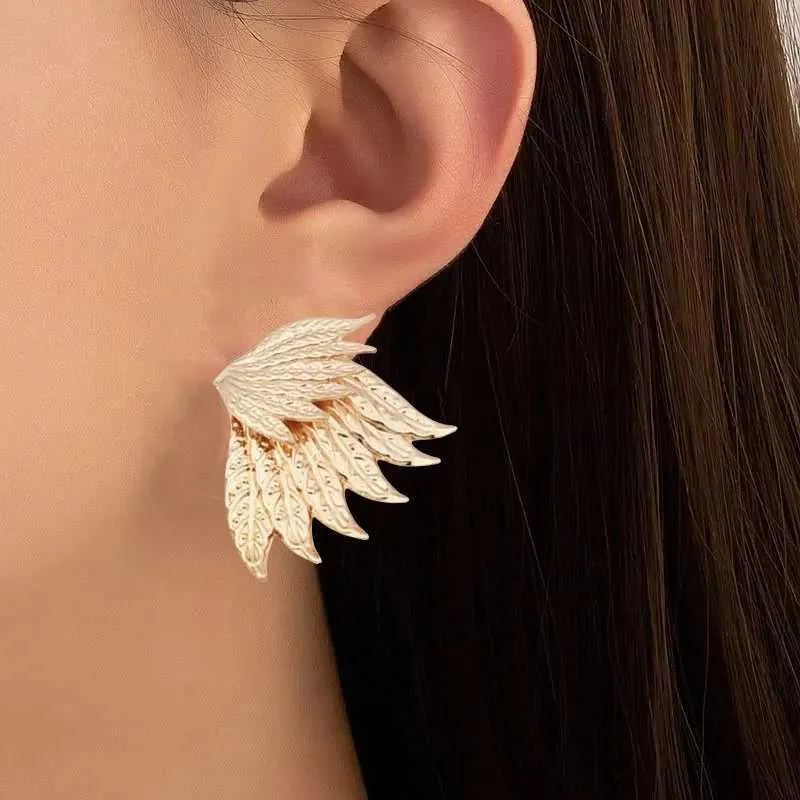 Angel Wing Earrings: Bohemian Gold Tone Double Layered Wings Dangle ...