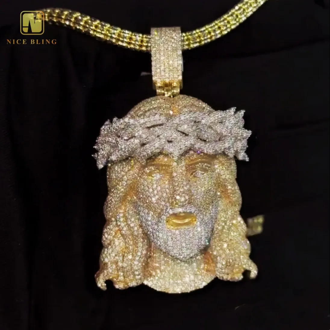 Custom Luxury Jesus Hip Pop Pendant 925 Sterling Silver Gold Plated ...