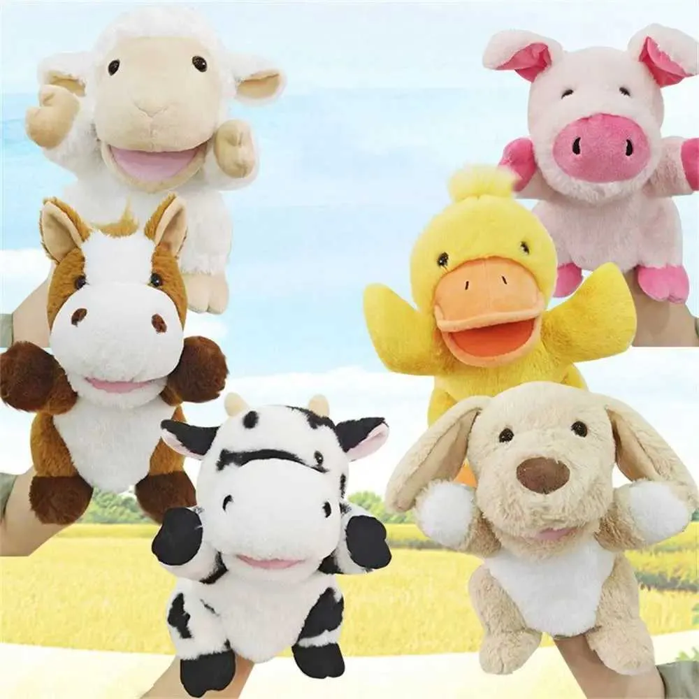 Plush Animal Farm Animal Puppets With Open Mouths Dog, Horse, Sheep ...
